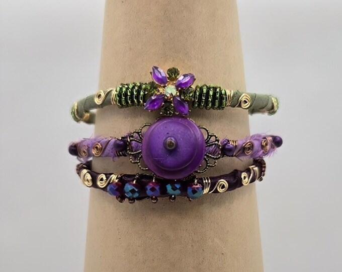 Bangle Bracelets, Set of Three, Boho Chic Jewelry, Stackable Bracelets ...