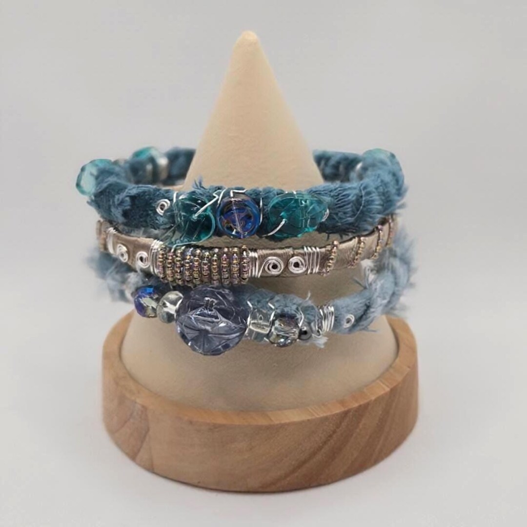Bangle Bracelets, Set of Three, Boho Chic Jewelry, Stackable Bracelets ...