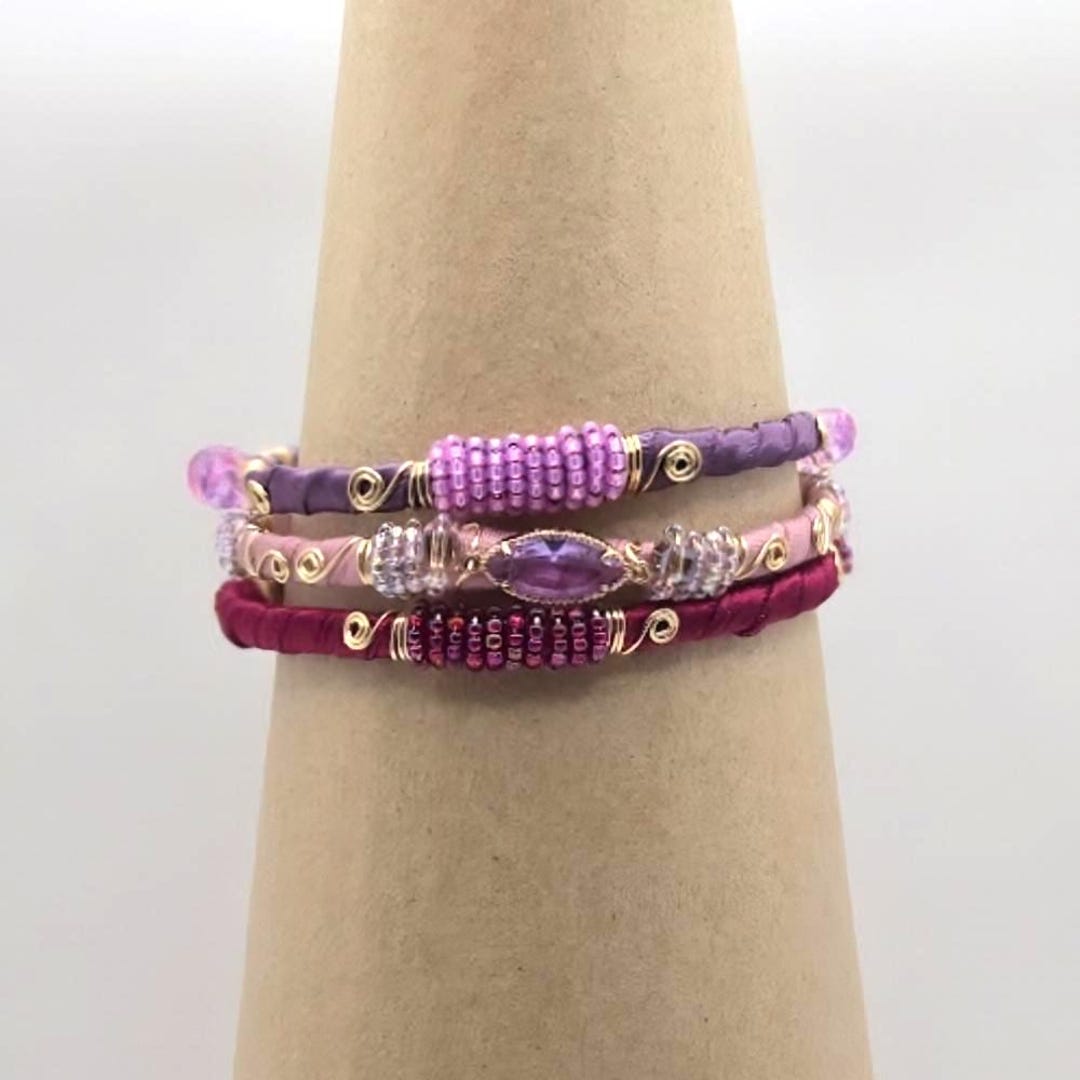 Bangle Bracelets, Set of Three, Boho Chic Jewelry, Stackable Bracelets ...
