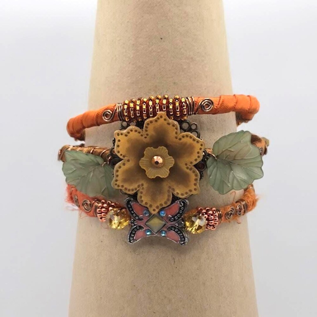 Bangle Bracelets, Set of Three, Boho Chic Jewelry, Stackable Bracelets ...