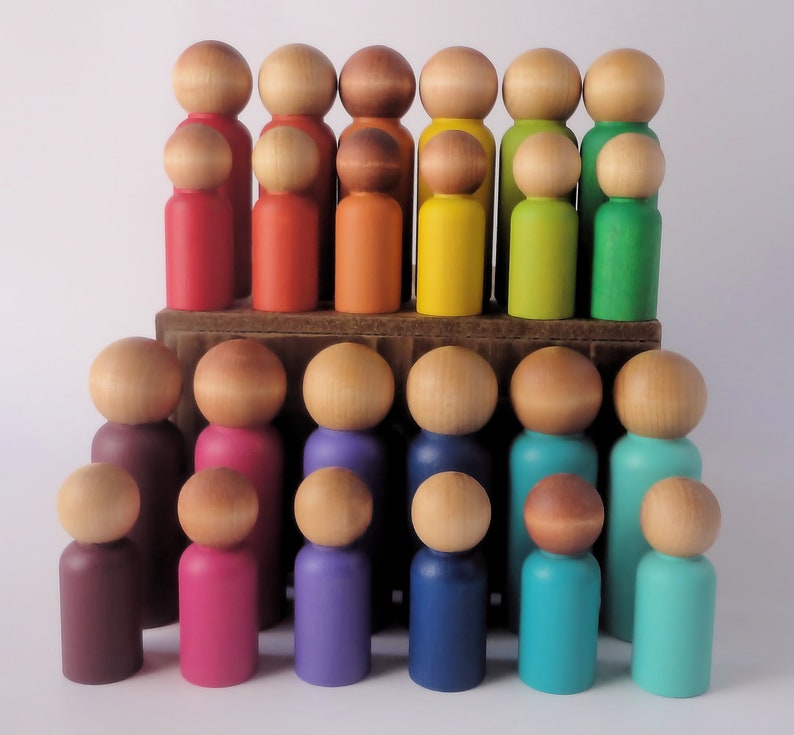 Loose Parts Play Rainbow Peg People Waldorf Inspired - Etsy