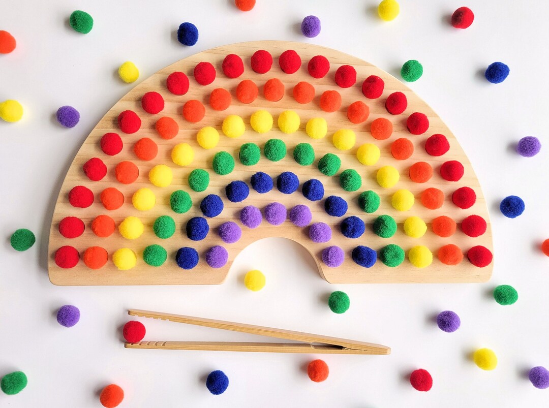 Rainbow Sorting Board, Montessori Wood Toys, Sales Event, Montessori ...