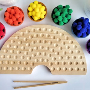 Rainbow Sorting Board, Montessori Wood Toys, Sales Event, Montessori ...