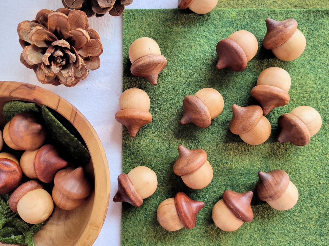 Wood Acorns, Waldorf Toys, Acorn Decor, Fall Decor, Autumn Decorating ...