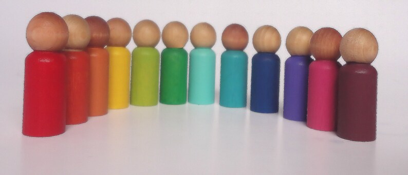 Loose Parts Play Rainbow Peg People Waldorf Inspired - Etsy