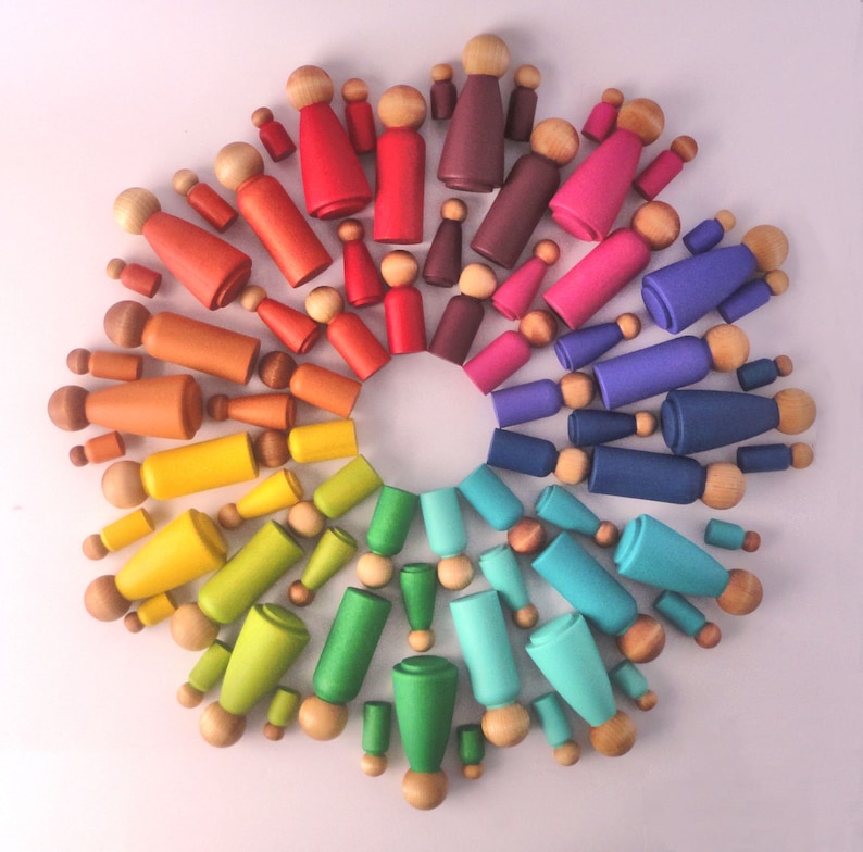 Loose Parts Play Rainbow Peg People Waldorf Inspired - Etsy