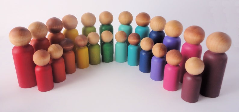 Loose Parts Play Rainbow Peg People Waldorf Inspired - Etsy