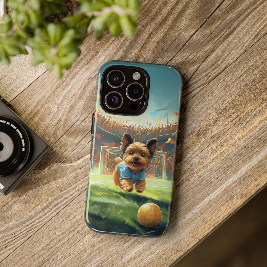 Yorkie Phone Case, Cute Soccer Fan Dog Lover Tough Case, Soccer Phone ...
