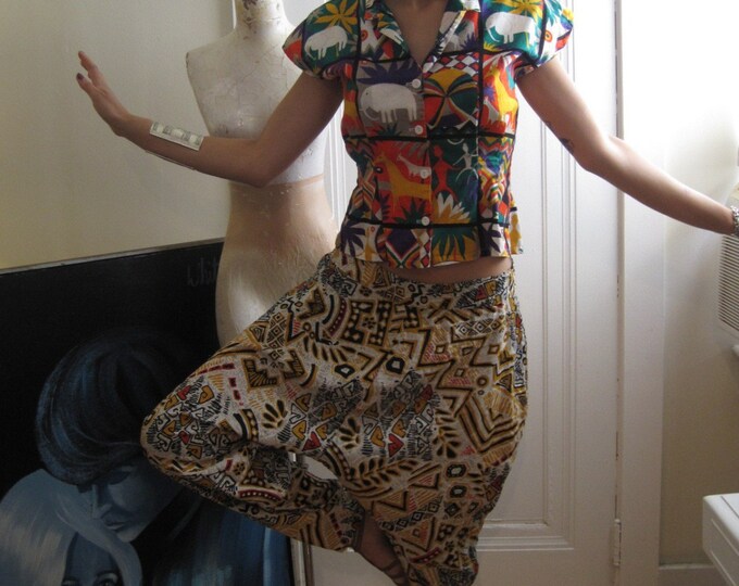 Vintage 80s 90s Diaper Pant, Ethnic, Tribal, Avant Garde, Drop Crotch ...