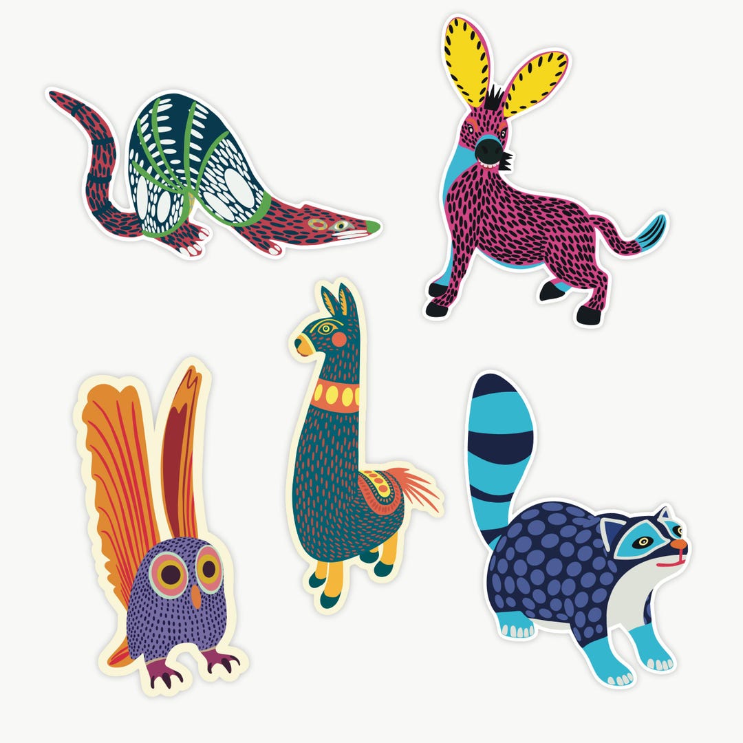 Alebrije Animal Sticker Pack: 5 Mexican Folk Art Animal Stickers ...