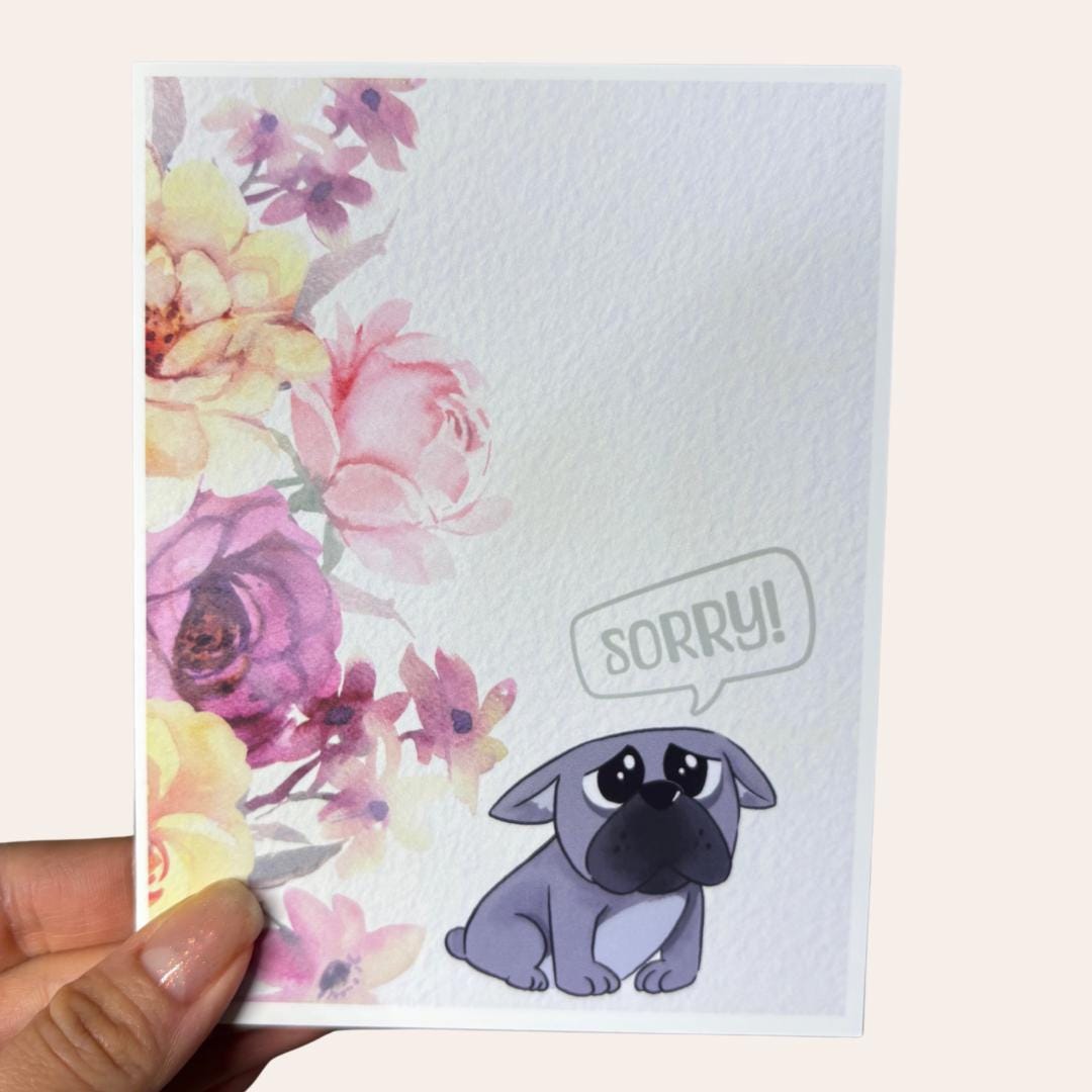 Cute Apology Card - Sad Puppy “sorry!” - Dog Lover Greeting Card - A2 ...