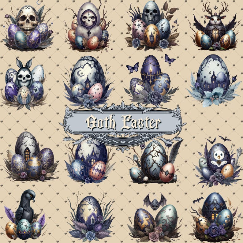 Goth Easter, Gothic Easter Clipart, PNG Clipart, Fantasy Easter Clipart ...