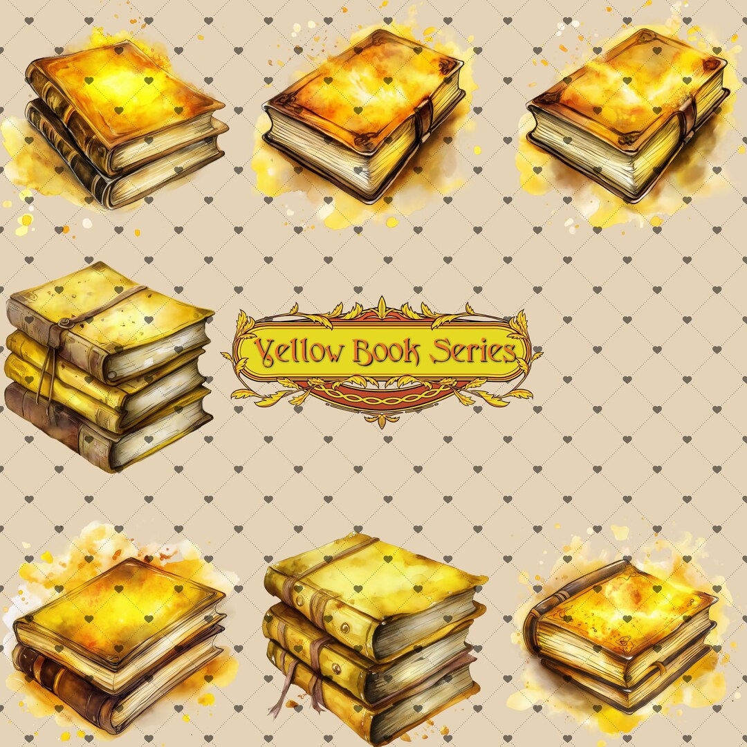 Yellow Book Series, 7 PNG Clipart, Fantasy Book Clipart, Printable ...