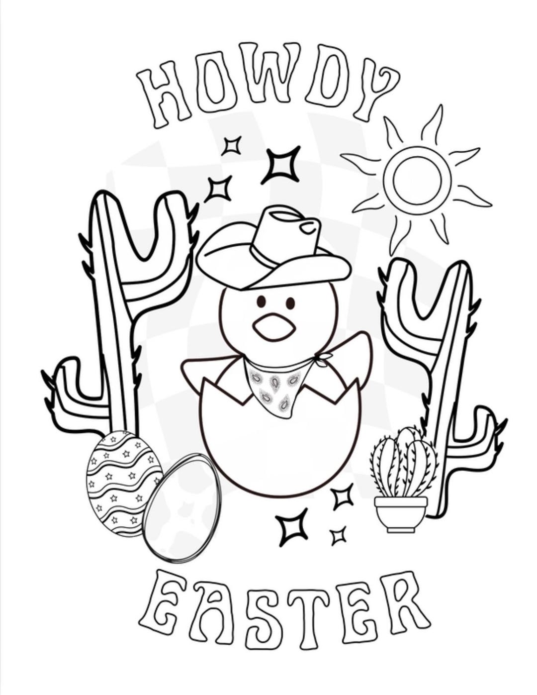 Howdy Easter Coloring Sheet - Etsy