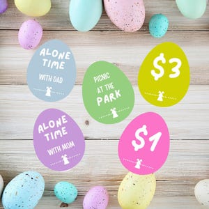 Printable Easter Egg Tokens Kids Rewards Bunny Coupons Egg Hunt Filler ...