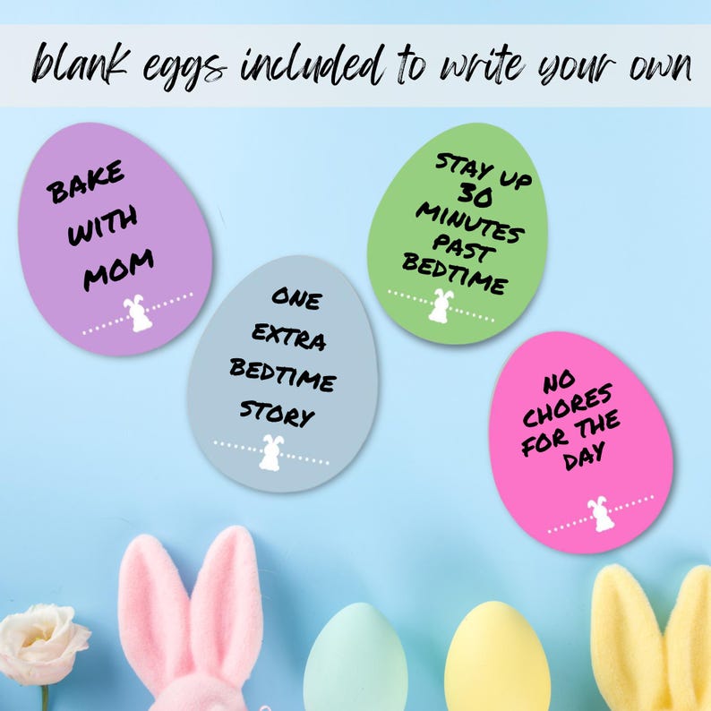 Printable Easter Egg Tokens Kids Rewards Bunny Coupons Egg Hunt Filler ...