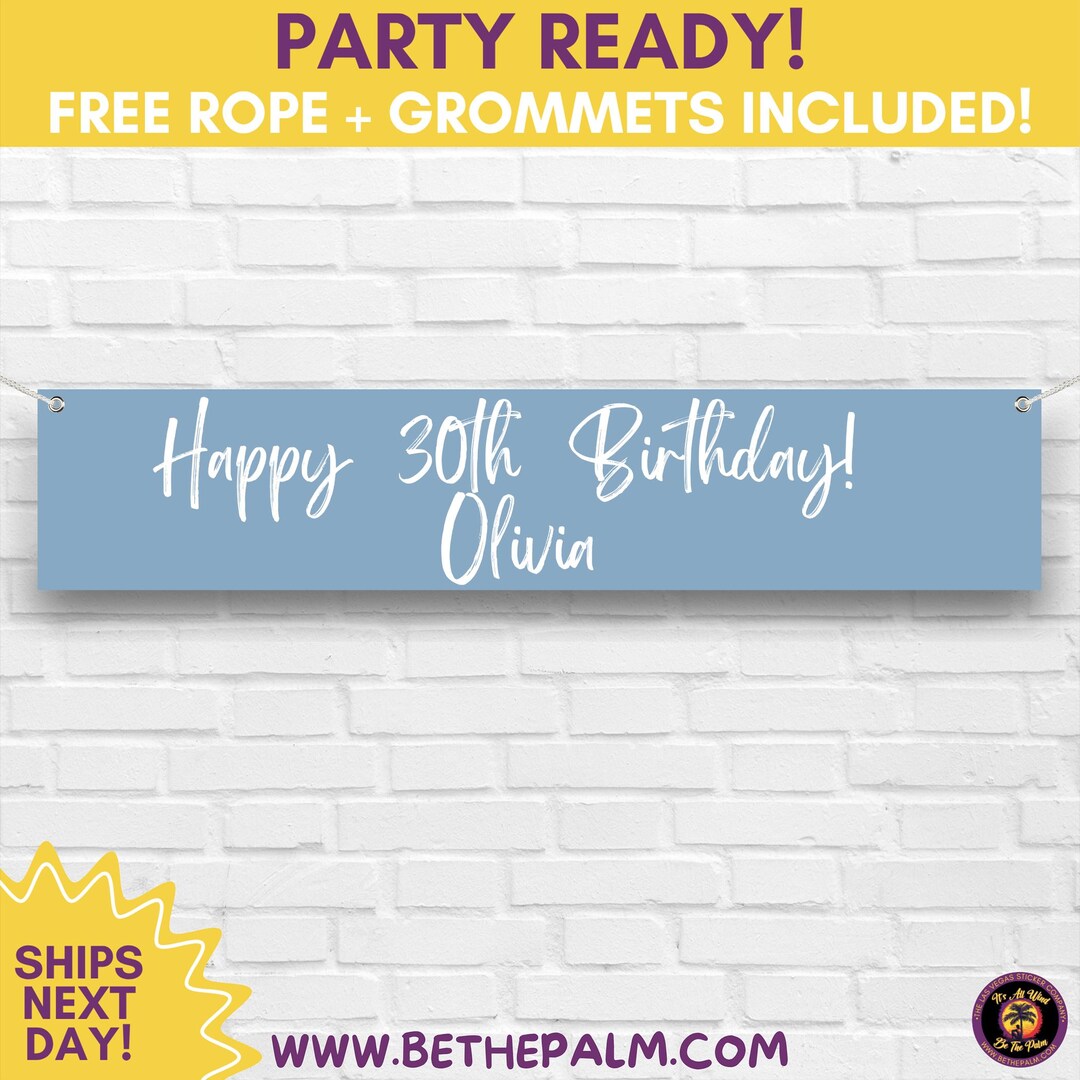 BLUE HAPPY 30TH BIRTHDAY | 30th Birthday Banner | Funny 30 Banner ...