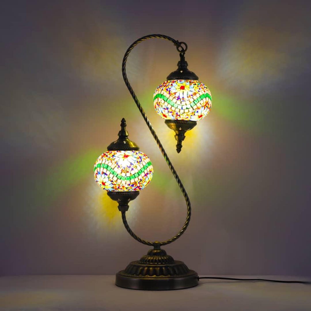 Turkish Moon Style Stained Glass Mosaic Table Desk Bedside Lamp - Etsy
