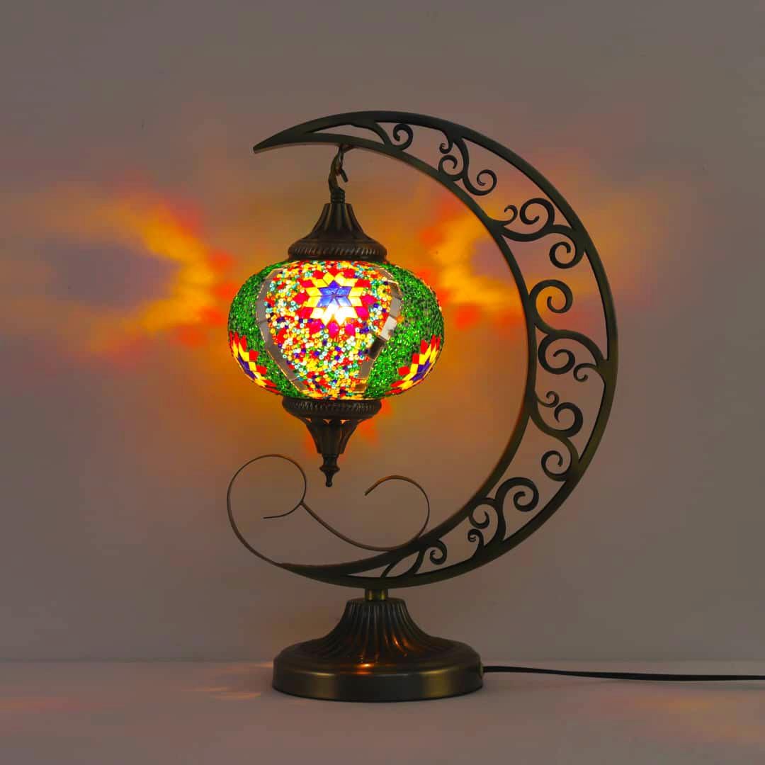 Turkish Moon Style Stained Glass Mosaic Table Desk Bedside Lamp - Etsy