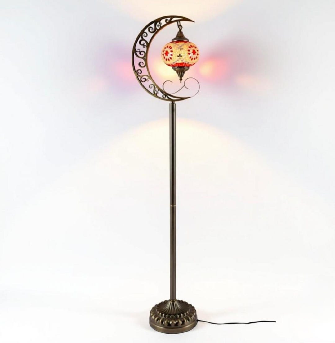 Turkish Moon Style Stained Glass Mosaic Floor Lamp - Etsy