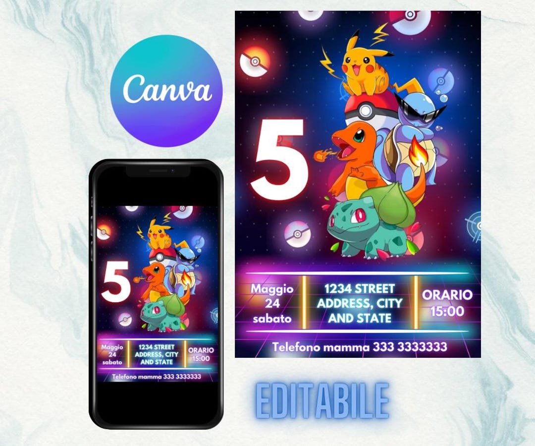 POKÉMON BIRTHDAY PARTY INVITATION FOR KIDS - Digital Invitation for ...