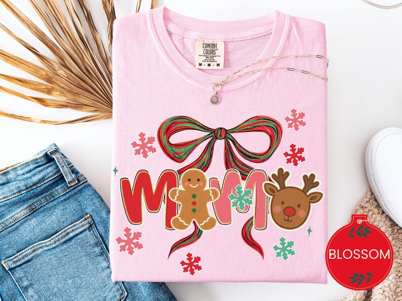 Merry Mama Christmas Comfort Colors Shirt, Gingerbread Reindeer Holiday ...