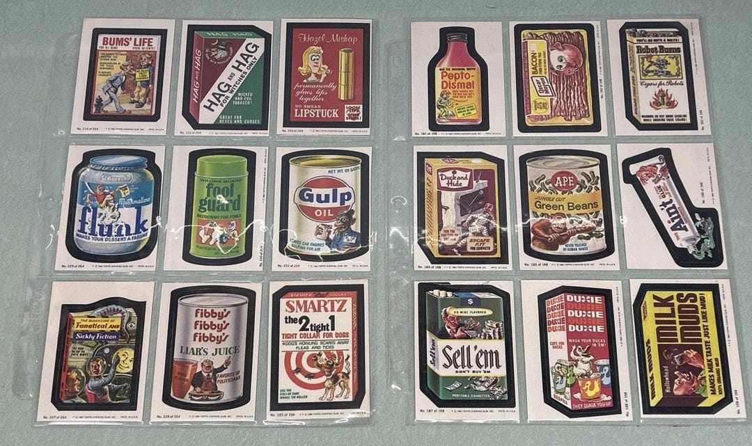 Vintage Topps Chewing Gum Wacky Packages Cards Funny Parodies Pepto ...