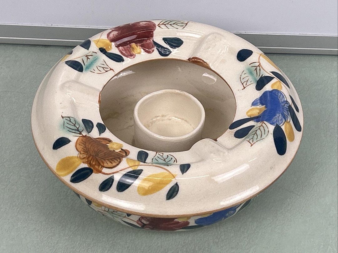 NASCO China Food Warmer Dish JAPAN Floral Flowers Hand Painted Ceramic ...