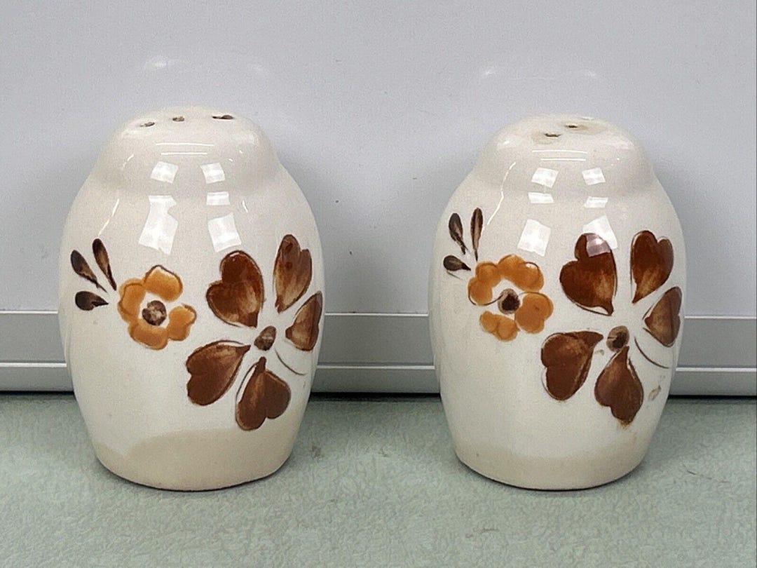 Vintage Stangl Pottery Salt & Pepper Shakers Set of 2 Brown Yellow ...
