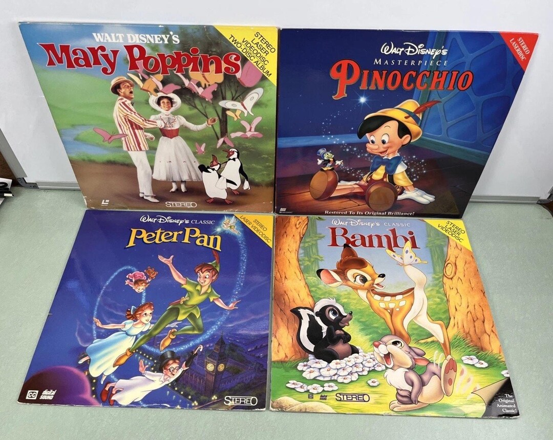Walt Disney Laserdisc Lot Bambi Peter Pan Mary Poppins Pinocchio Movie ...