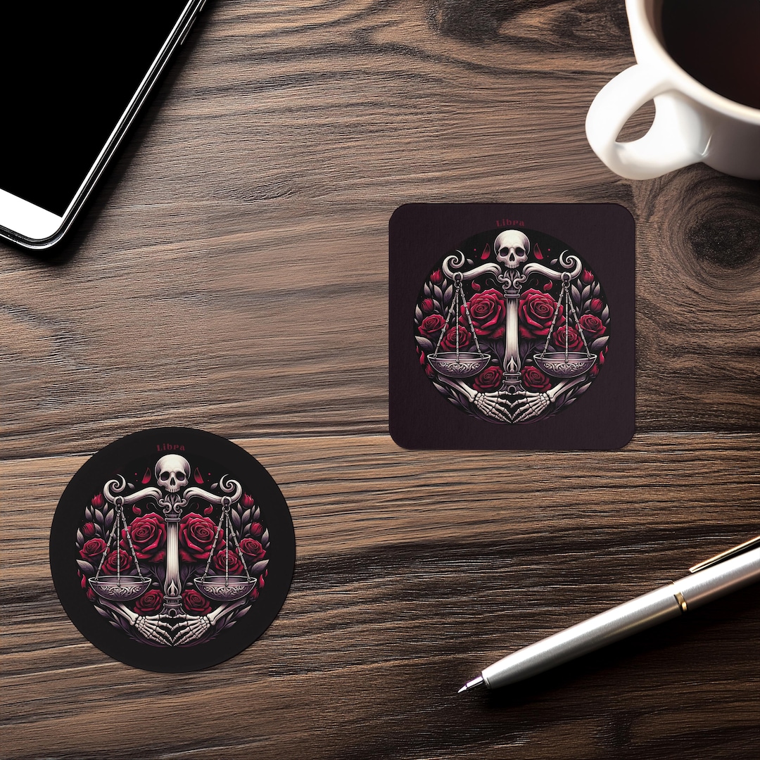 Libra Ceramic Coaster - Dark Gothic Horror Beautiful Drink Zodiac ...