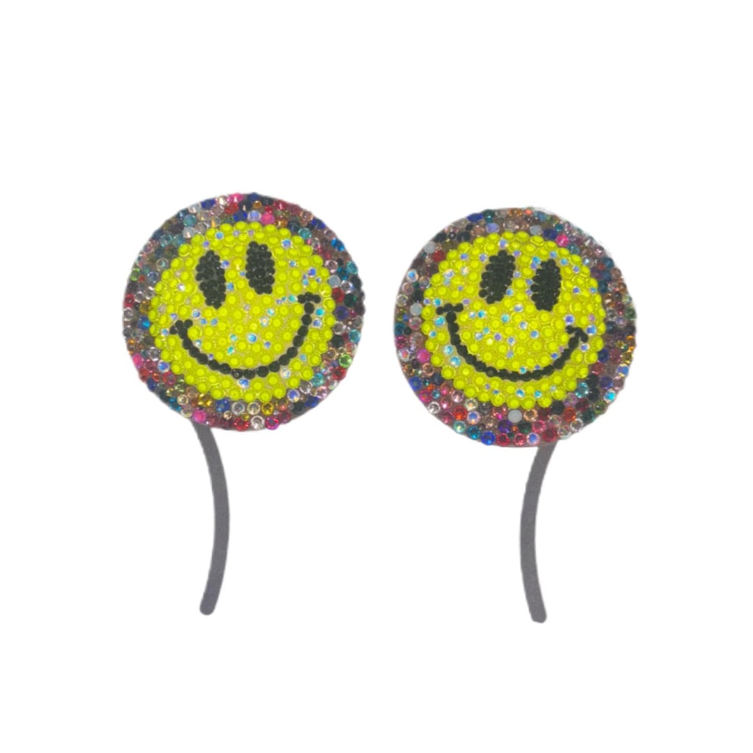 Smiley Face Multi Colour & Glow in the Dark Yellow Crystal Pasties ...
