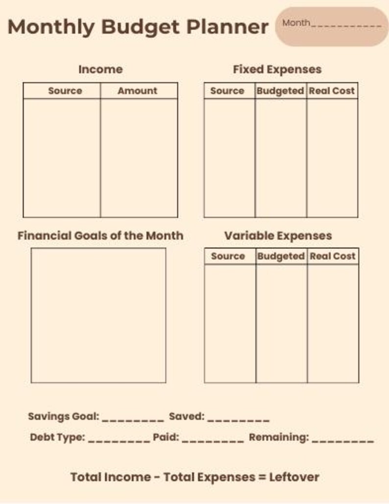 Monthly Budget Planner Printable - Etsy