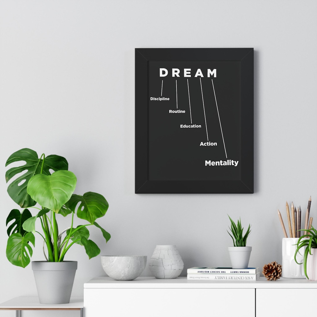 Dream Diagram Framed Poster | Motivational Typography Wall Art - Etsy