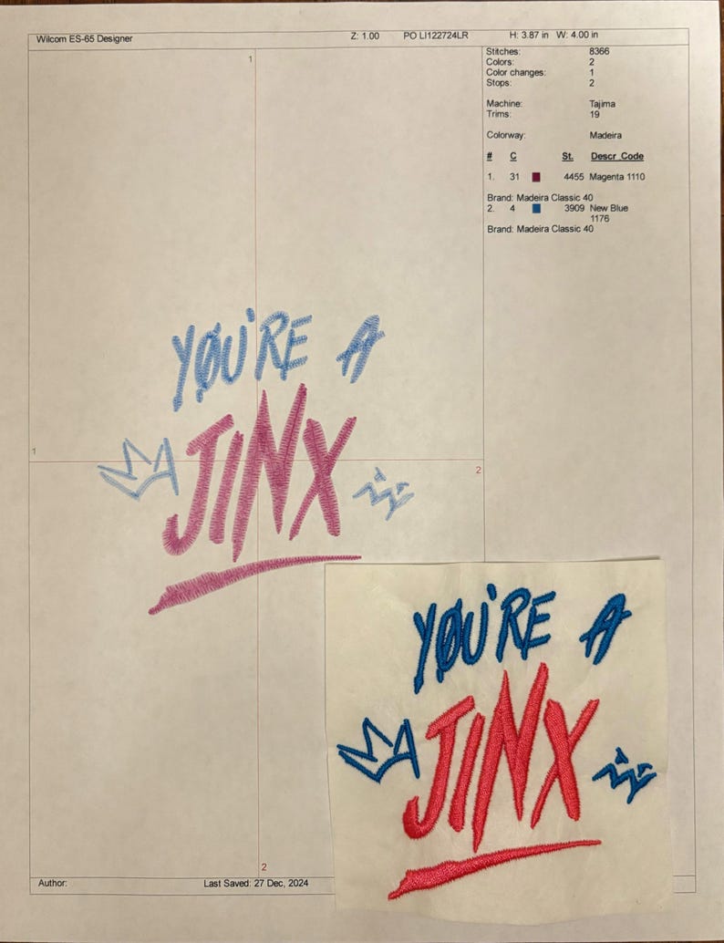 You're A Jinx - Embroidery DST (jinx - Arcane) - Etsy