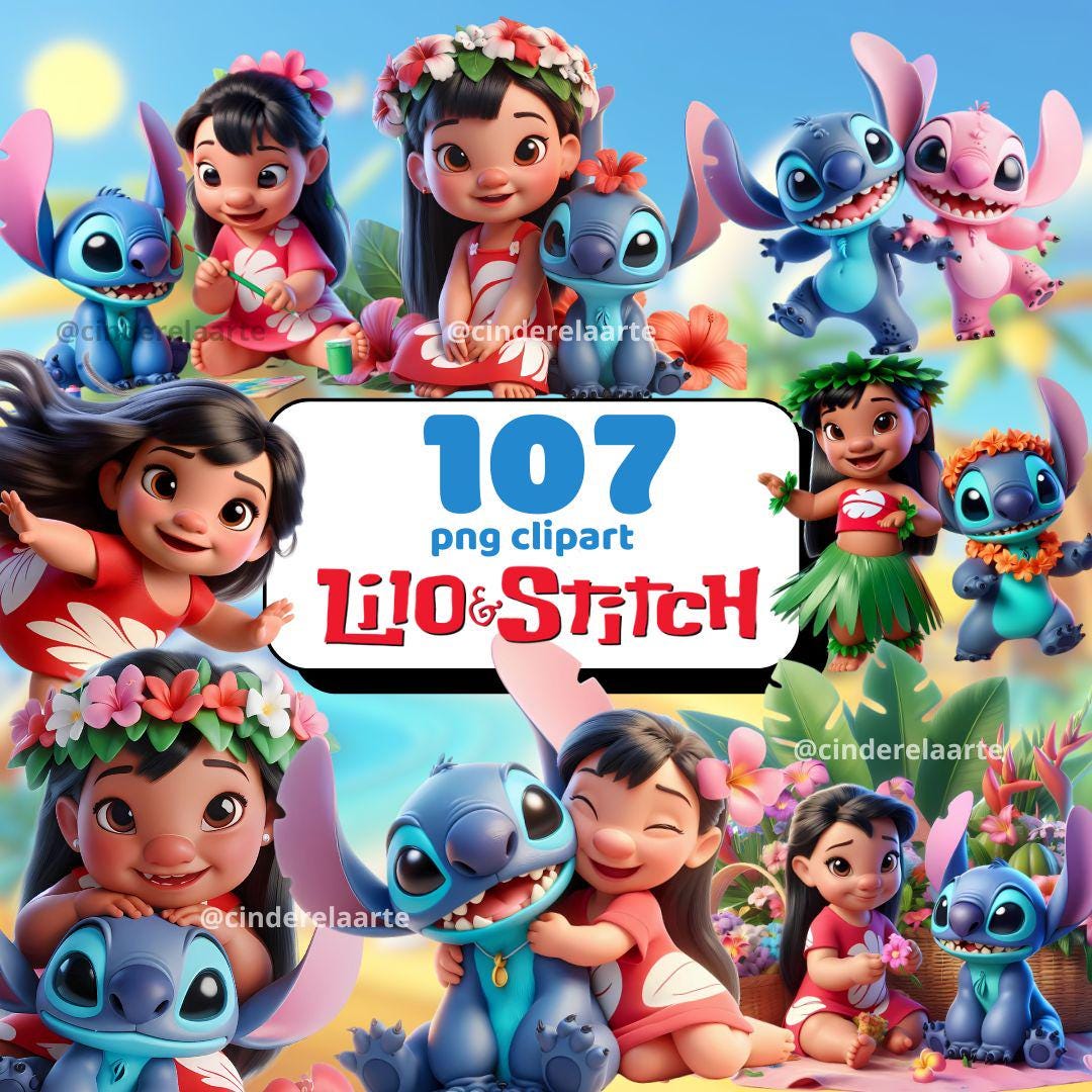 Stitch PNG, Lilo and Stitch PNG, Set of Stitch Cute 3D Nursery Children ...