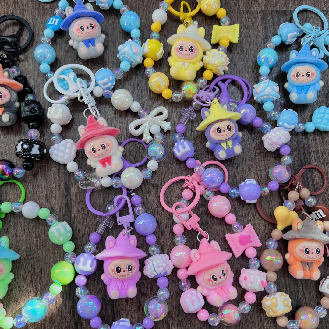 Labubu Key Charms, Labubu Keychains, Labubu Bag Charms With Beaded ...