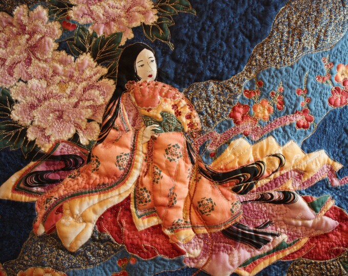 Japanese Art Quilt Wall Hanging Geisha in Trapunto With Applique ...