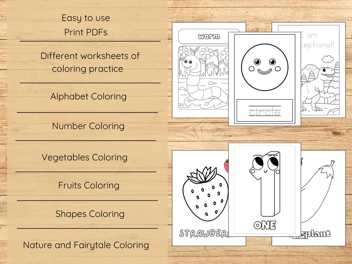 Kids Coloring Worksheets - Mega Bundle - Printable Educational Activity ...