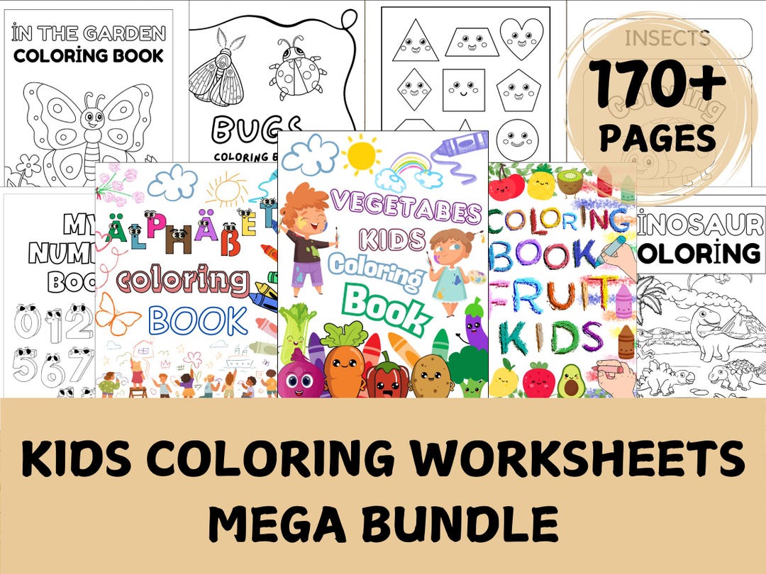 Kids Coloring Worksheets - Mega Bundle - Printable Educational Activity ...