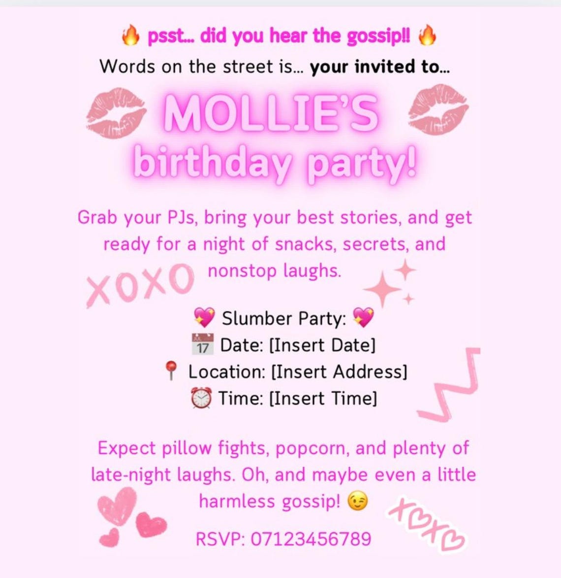 Gossip Girl Slumber Party Invitation | Sleepover Birthday Invite ...