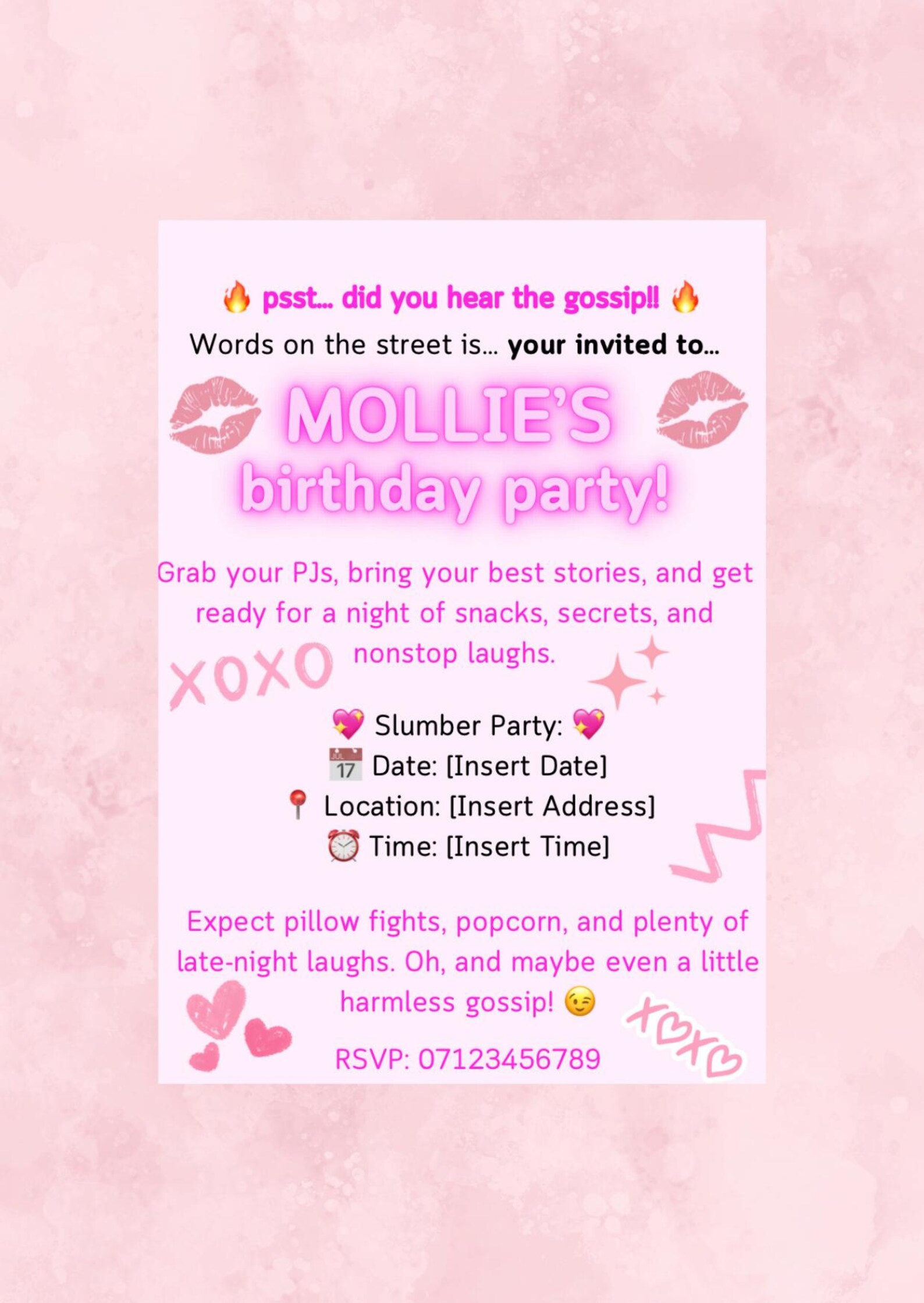 Gossip Girl Slumber Party Invitation | Sleepover Birthday Invite ...