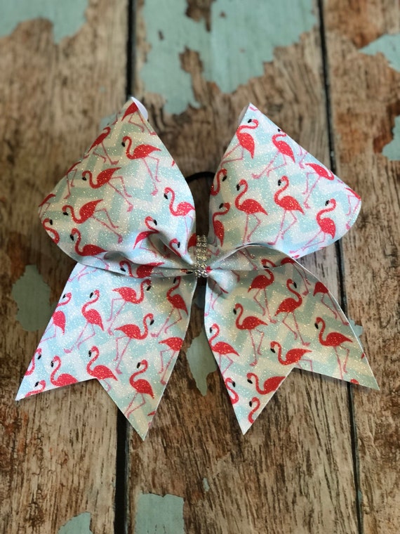 Flamingo Glitter Large Cheer Bow | Etsy