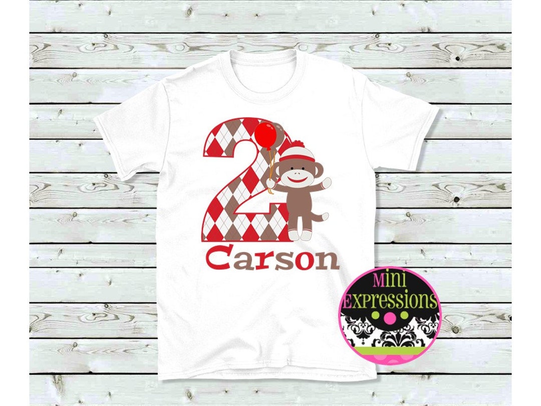 Sock Monkey Personalized Birthday Shirt/ Any Age Birthday Shirt ...