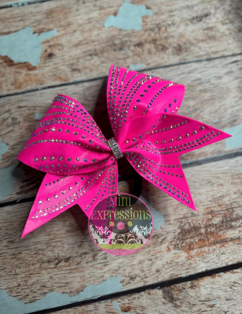 Large Satin Rhinestone Cheer Bow - Etsy