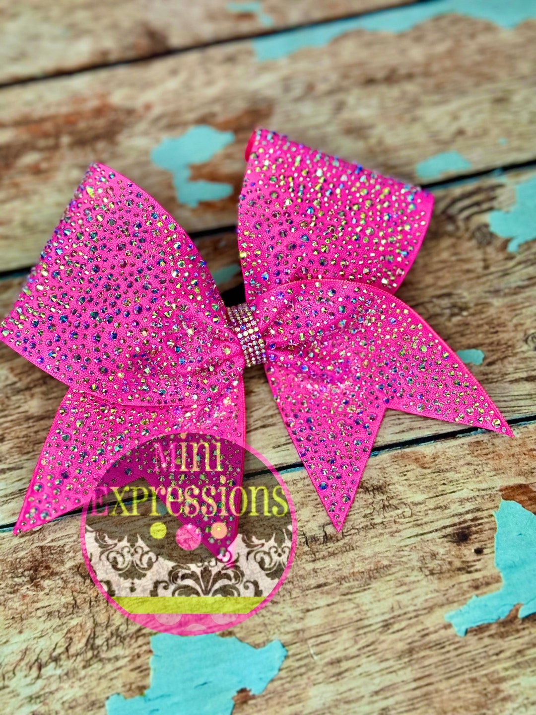 Hot Pink Full Rhinestone Cheer Bow/ Competition Cheer Bow/ All Star ...