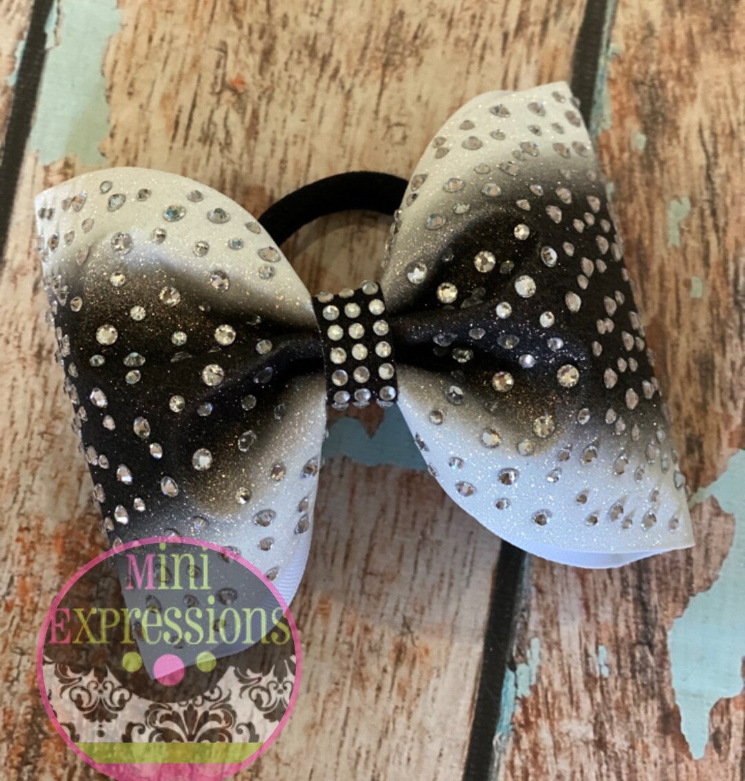 Large Scatter Ombré Glitter or Satin Rhinestone Tailless Cheer Bow You ...