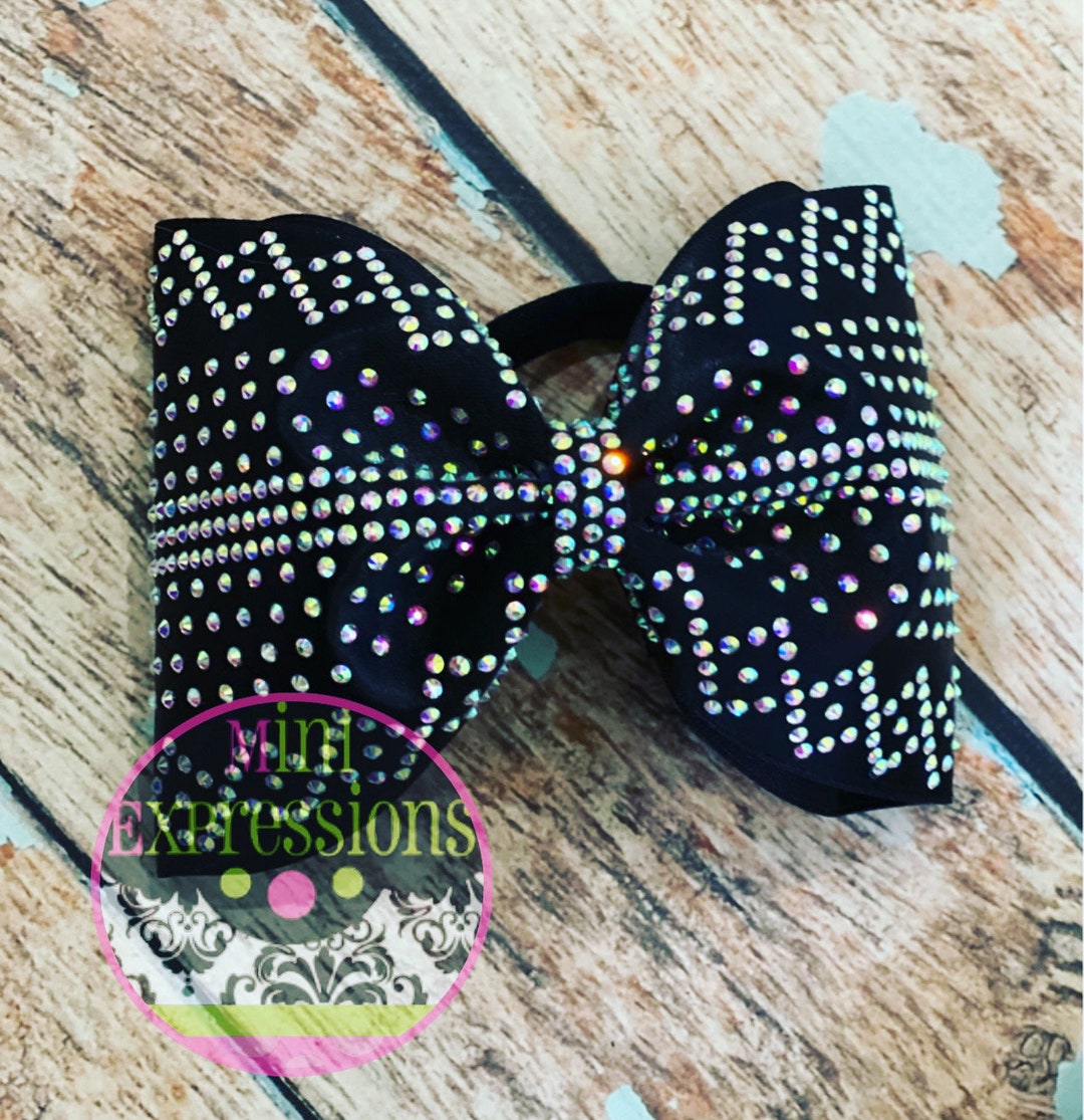 Large Satin Rhinestone Tailless Cheer Bow With 3 Sizes of Stones - Etsy