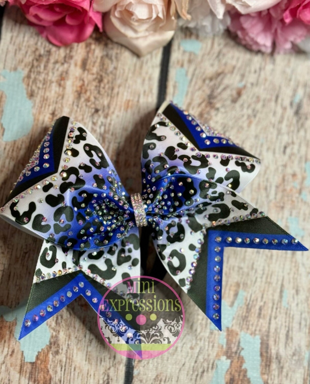 Large Leopard Ombré Rhinestone Cheer Bow Allstar Cheer Cheerleading ...