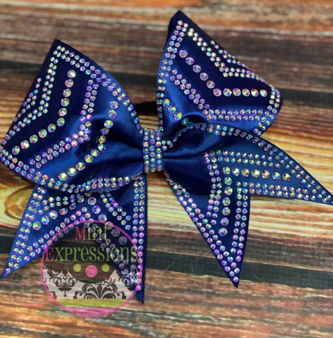 Large Satin Rhinestone Cheer Bow Allstar Cheer Cheerleading - Etsy